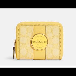 Coach | Bags | Coach Lonnie Yellow Wallet In Signature Jacquard | Poshmark